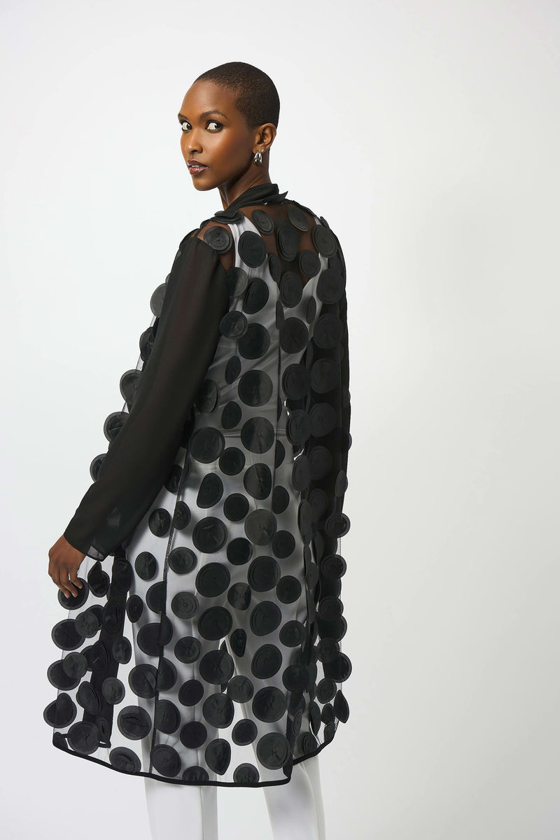 Joseph Ribkoff - Black Dot and Mesh Duster – KricketsClothingCo